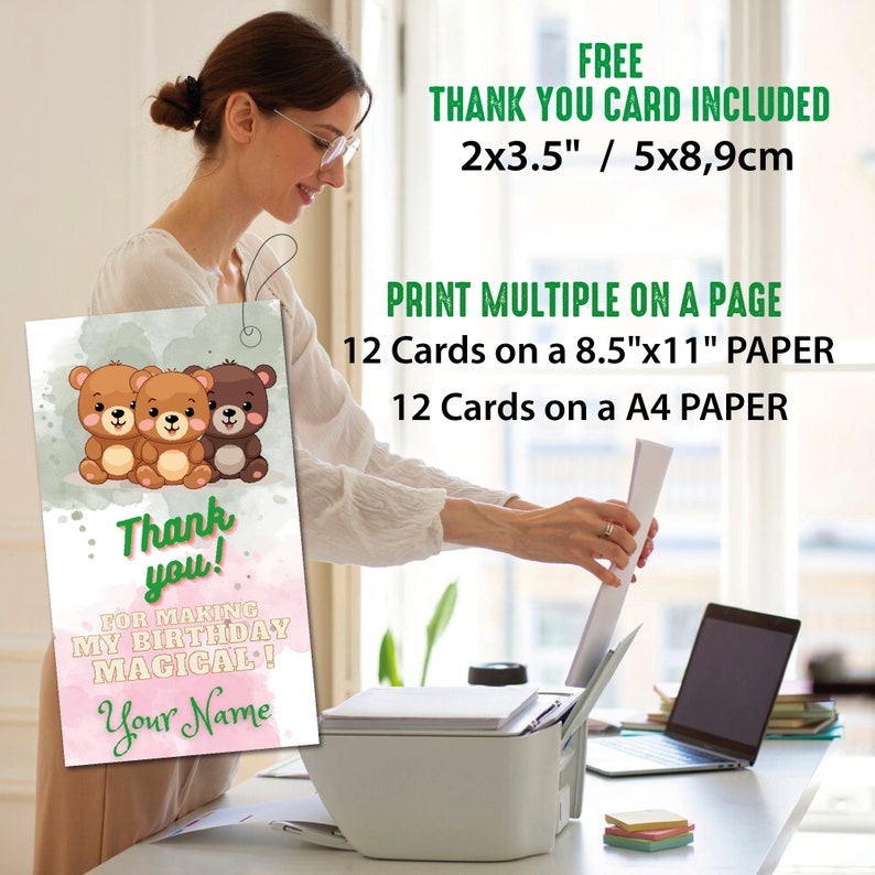 Editable Teddy Bear Birthday Invitation Template, Printable and Video ...