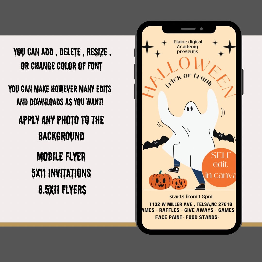 Editable and Printable Trunk-or-treat Halloween Party 5x11 Flyersparty ...