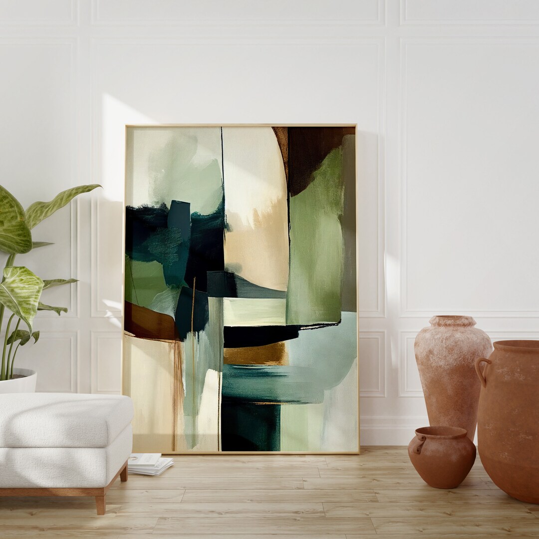 Green Beige and Brown Japandi Abstract Art Print Neutral Wabi Sabi Wall ...