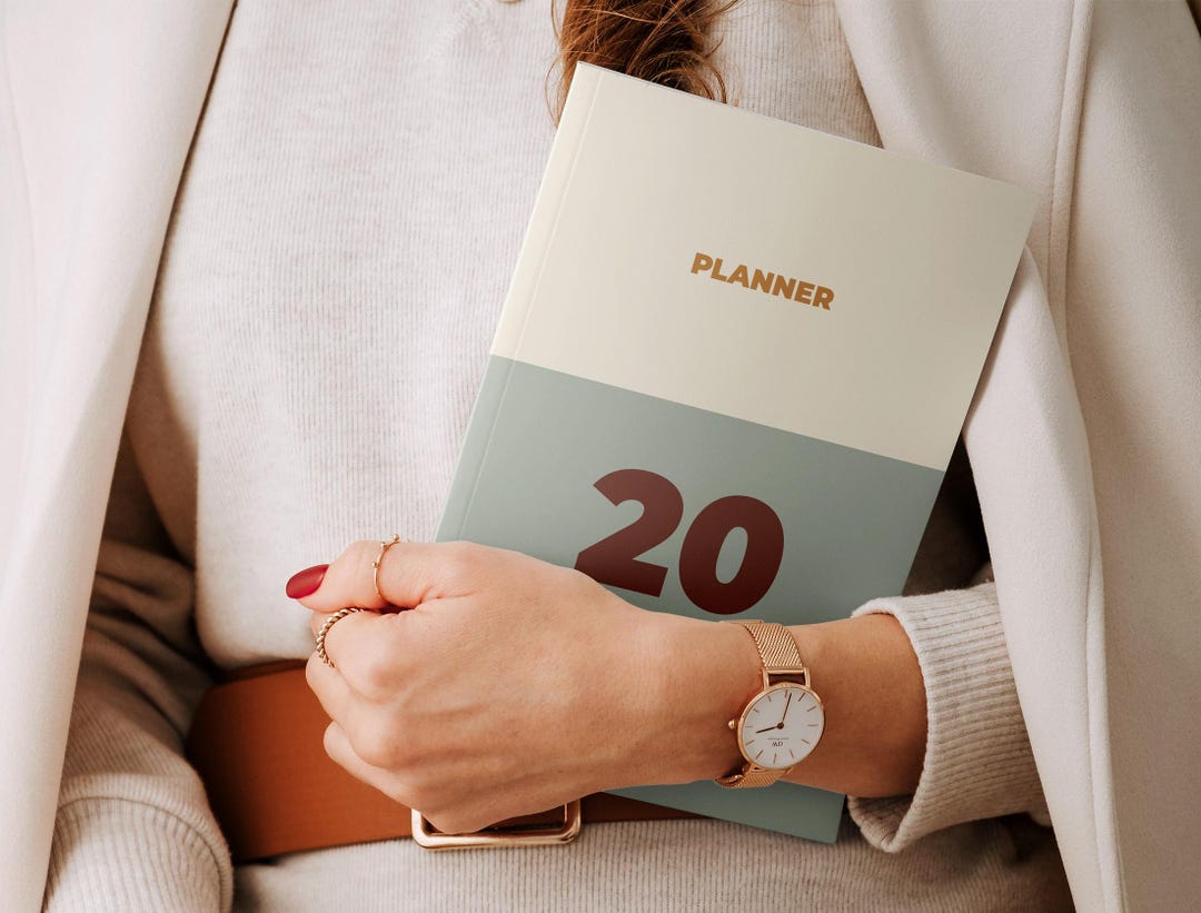Beige Planner Notebook Mint Green Weekly Journal Simple Self Care ...