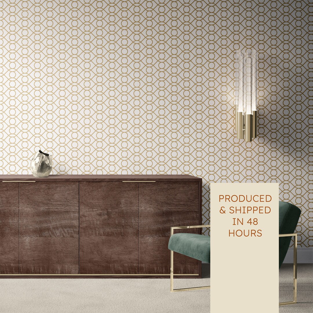 Art Deco Removable Wallpaper Gold Peel and Stick Wallpaper Mural Retro ...