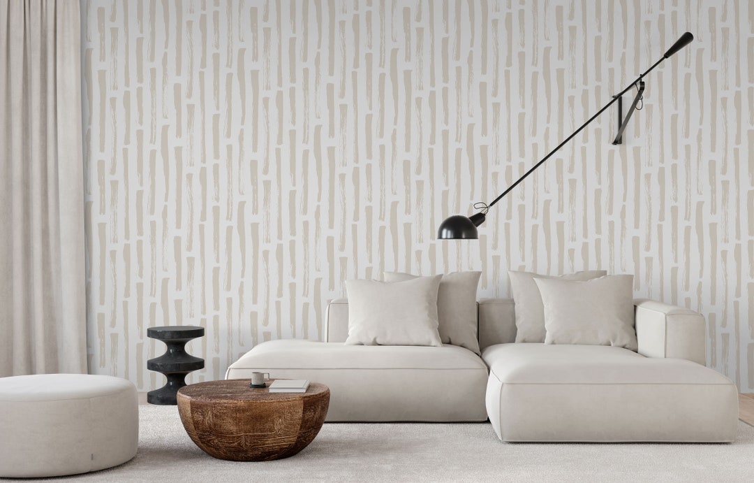 Neutral Wallpaper Peel and Stick Beige Removable Wallpaper Brush Stroke ...