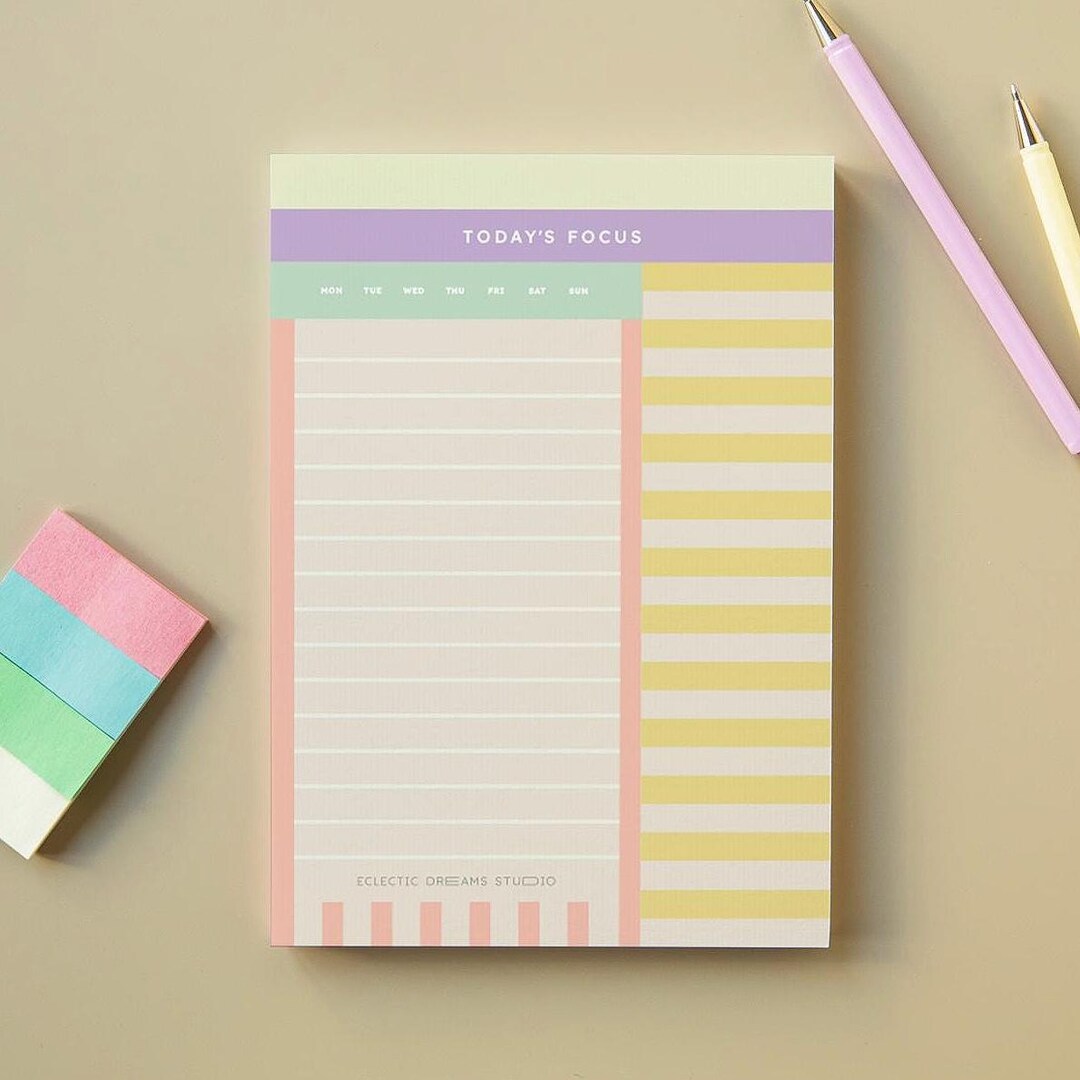 A5 Daily Notepad ADHD Planner Colorful Daily Planner Pad Rainbow Time ...