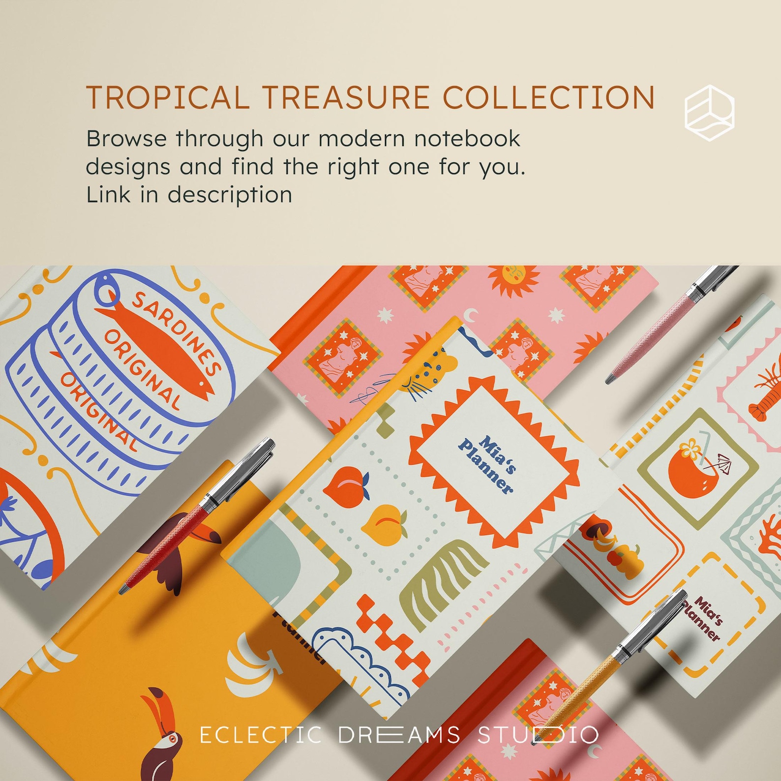 Retro Coral Undated Daily Planner Personalized Notebook for Goal ...