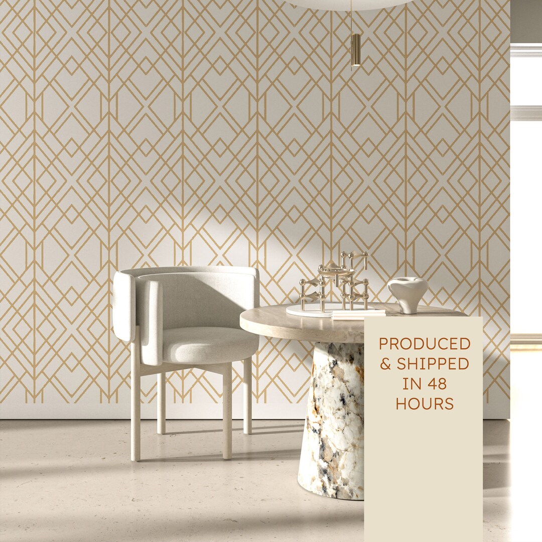 Gold White Art Deco Removable Wallpaper Ornate Elegant Peel and Stick ...