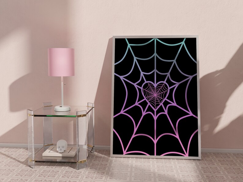 Pastel Goth Cobweb Heart Girly Gothic Poster Creepy Cute - Etsy