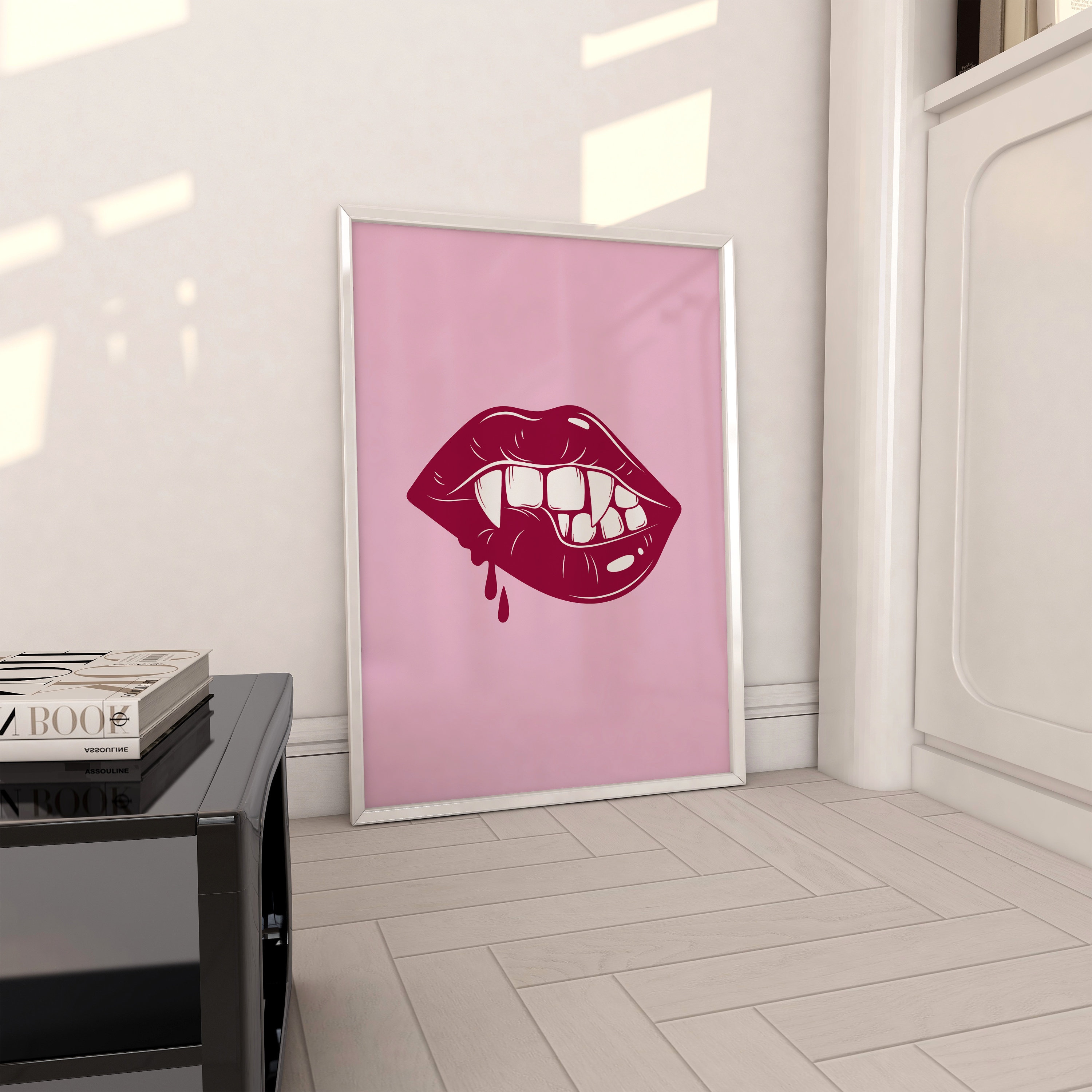 Vampire Teeth Wall Art Pastel Halloween Decor Spooky Poster - Etsy