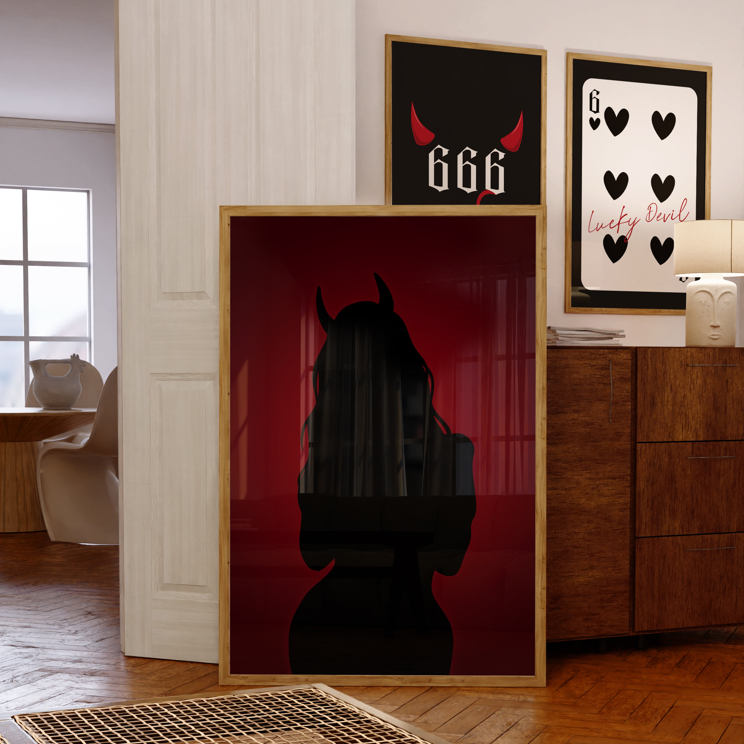 Devil Girl Art, Femme Fatale, Dark Coquette Room Decor, Gothic Wall Art ...