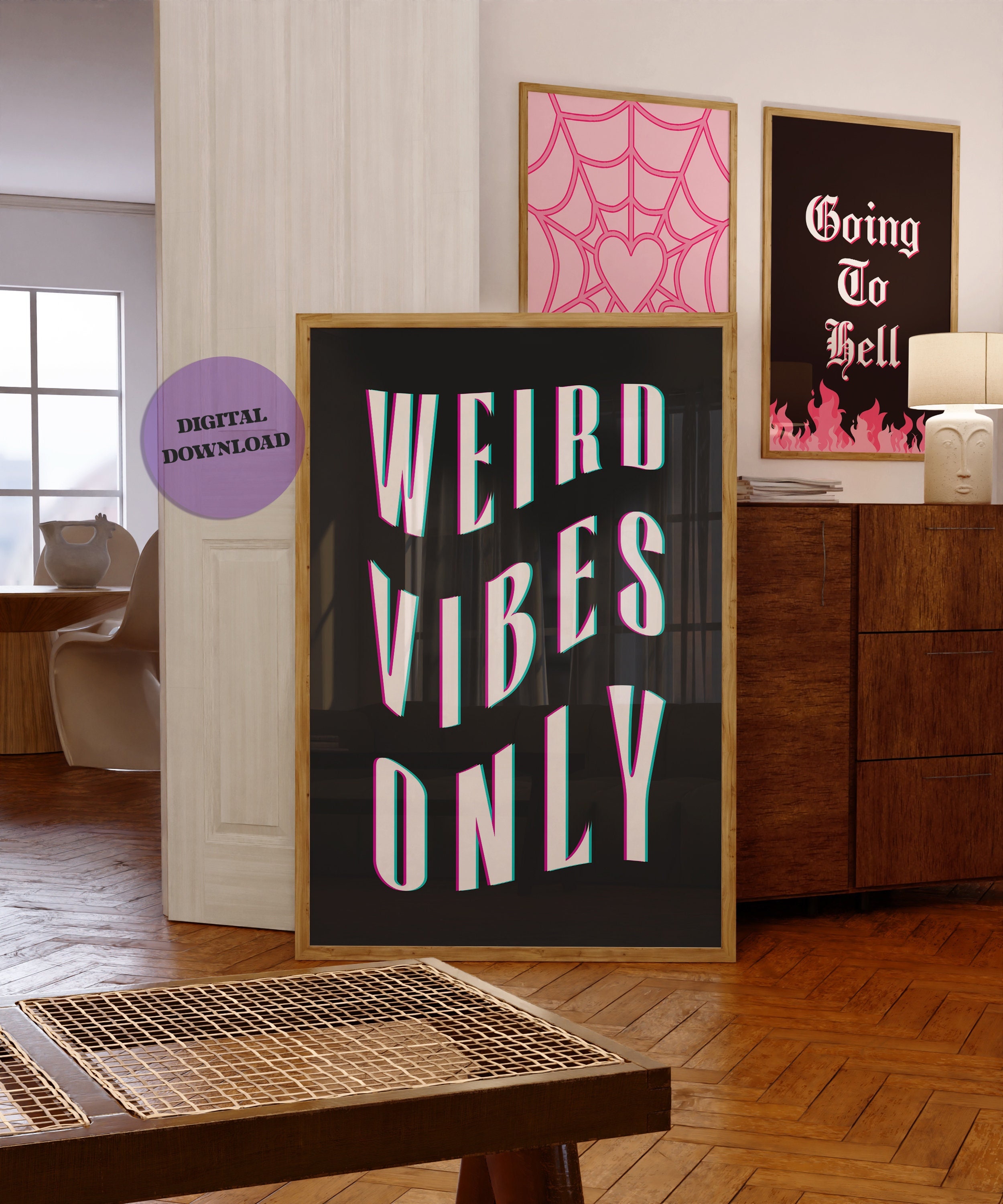 Weird Vibes Only, Funky Wall Art, Funny Quote Poster, Edgy Quote Wall ...