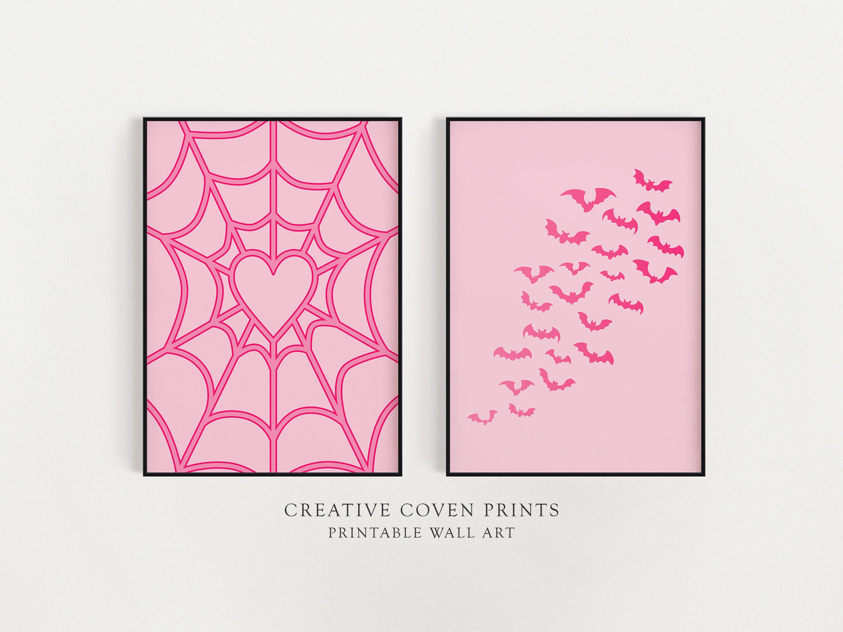 Pastel Pink Set of 2 Prints Pastel Goth Wall Art Halloween - Etsy