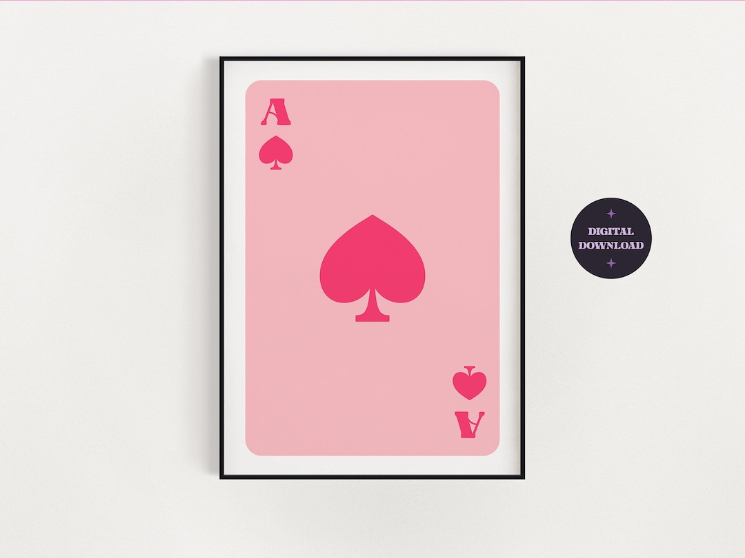 Pink Ace of Spades Printable Wall Art | Playing Card Print | Retro ...