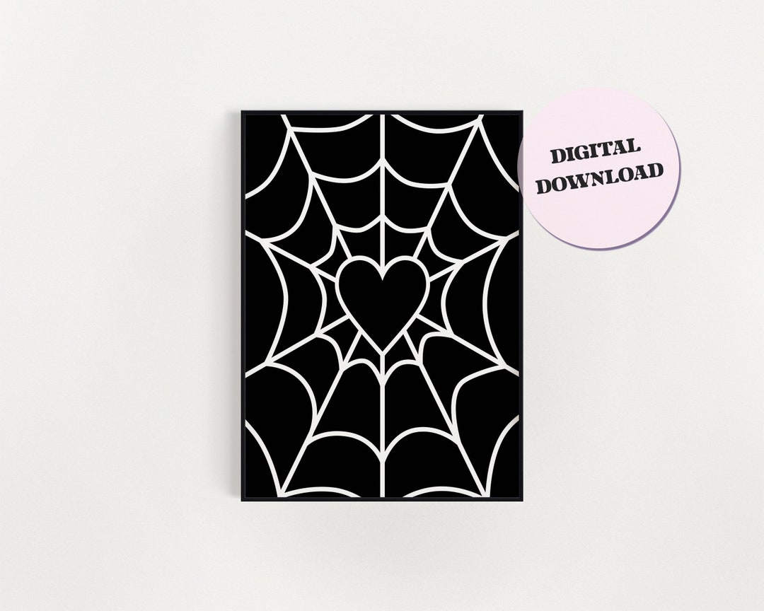 Black Cobweb Heart Print | Gothic Wall Art | Halloween Decor | Spooky ...