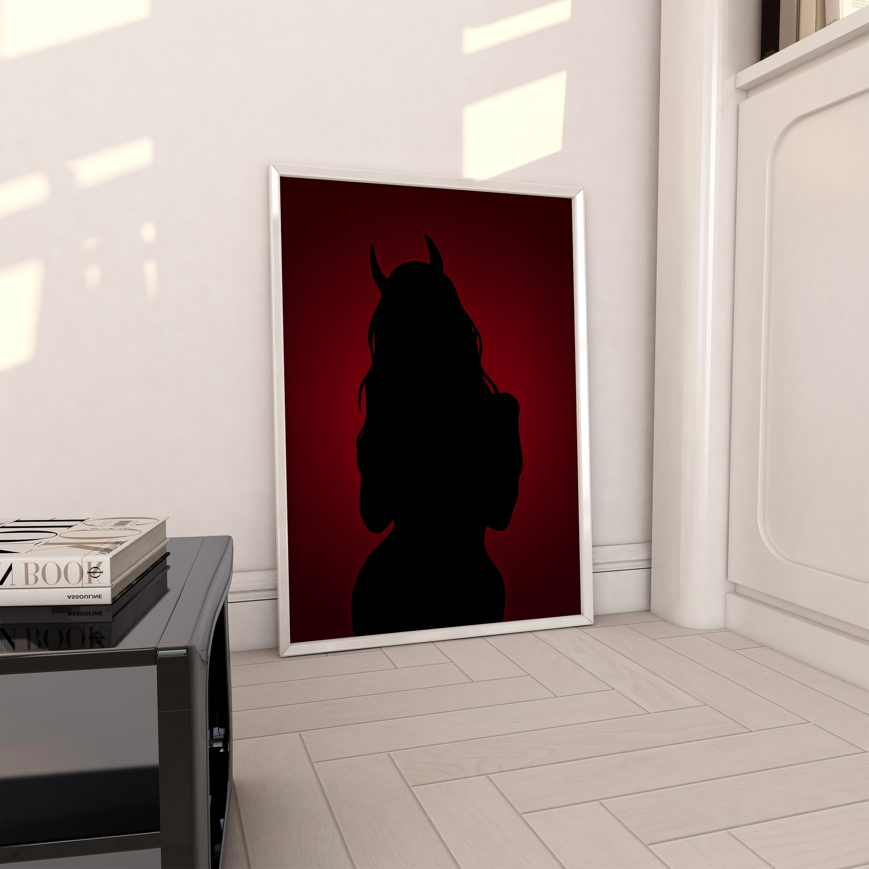 Devil Girl Art, Femme Fatale, Dark Coquette Room Decor, Gothic Wall Art ...