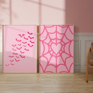 Pastel Pink Set of 2 Prints, Pastel Goth Wall Art, Halloween Decor ...