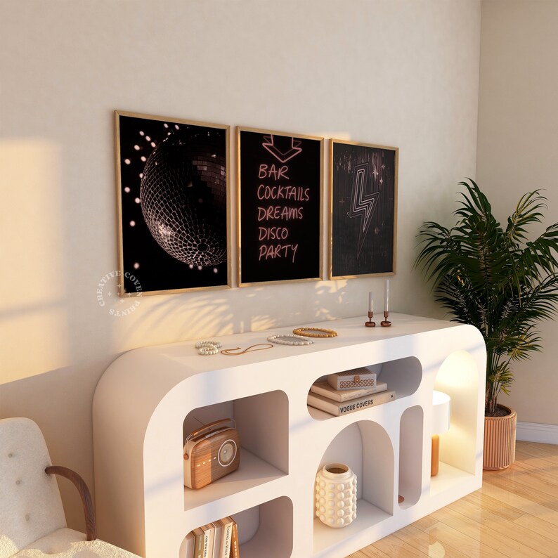 Retro Disco Prints Set of 3, Preppy Room Decor, Funky Poster, Girly Bar ...