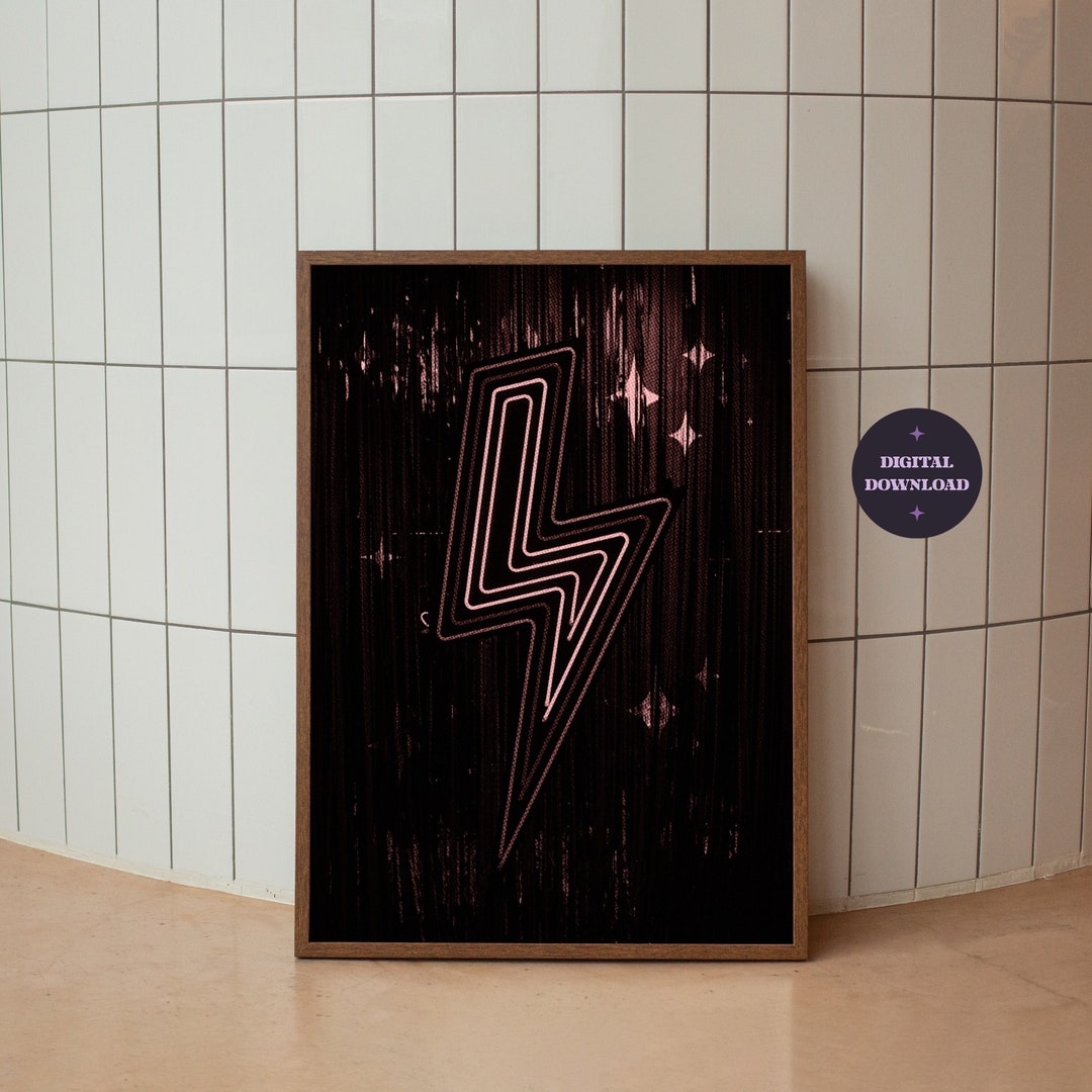 Lightning Bolt Room Decor, Wall Art Bedroom Above Bed Retro, Grainy ...