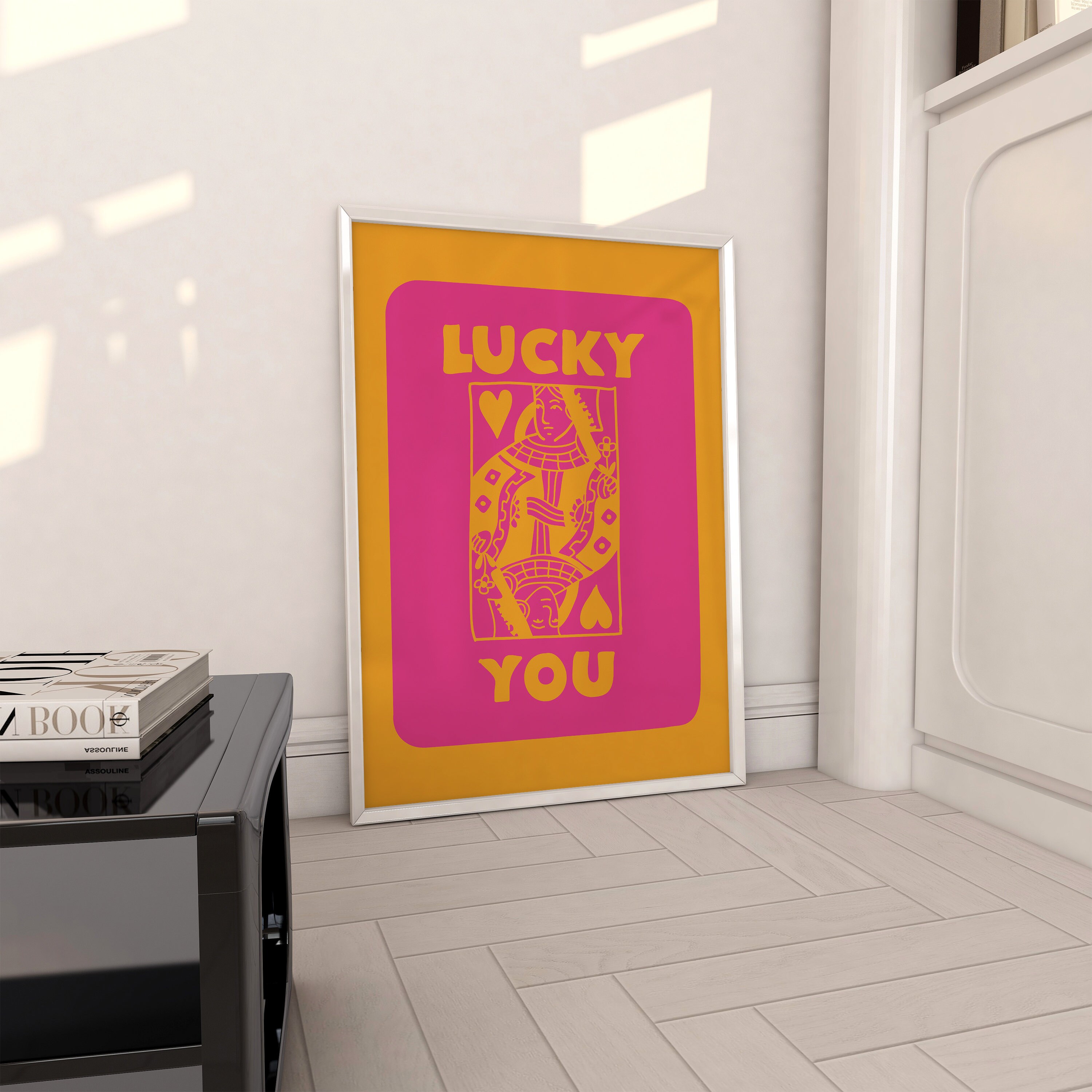 Lucky You Playing Card Wall Art Queen of Hearts Print Trendy - Etsy