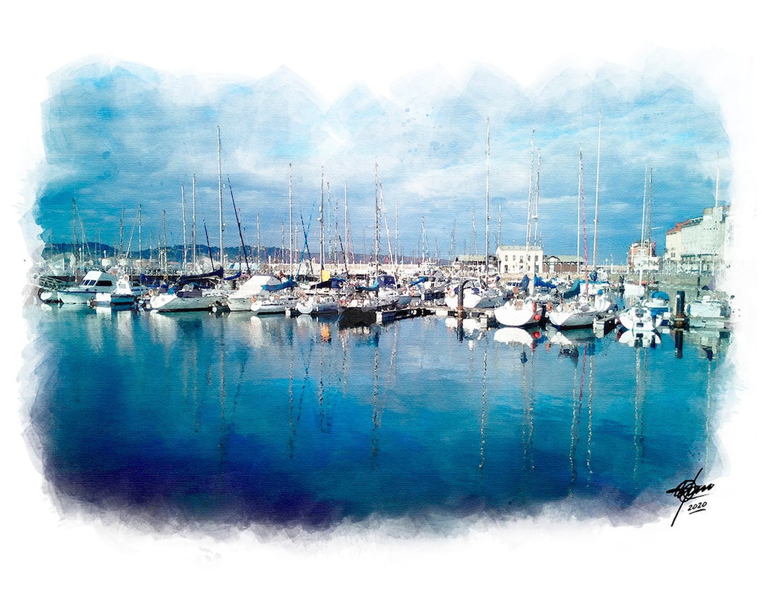 Decorative Sheet, Marine Sheet, Marine Landscape, Port Painting, Boat ...