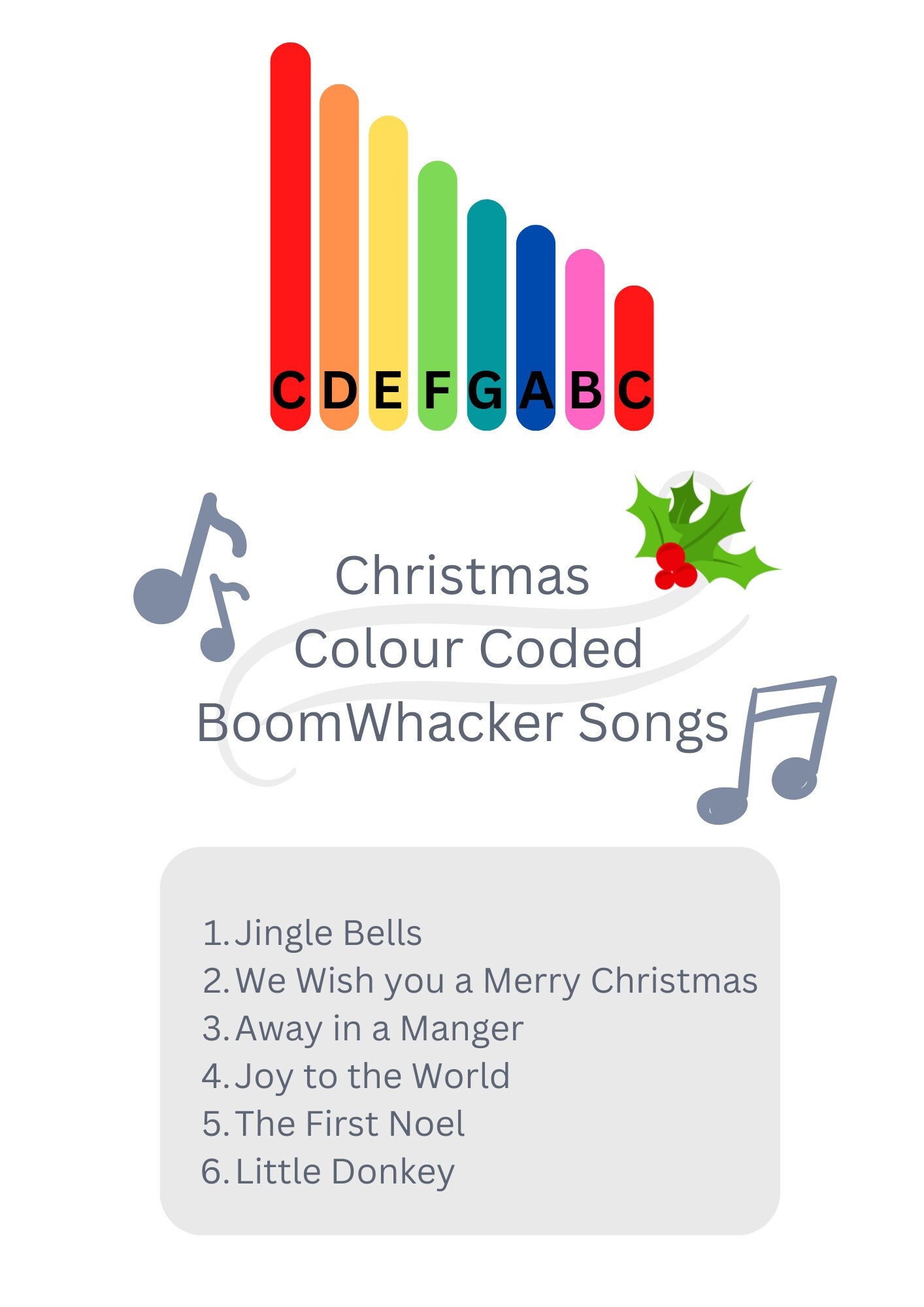 6 Christmas Song Sheet for Boomwhackers - Etsy