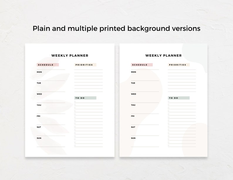 Weekly Planner Printable Portrait Minimal Design Abstract Boho ...