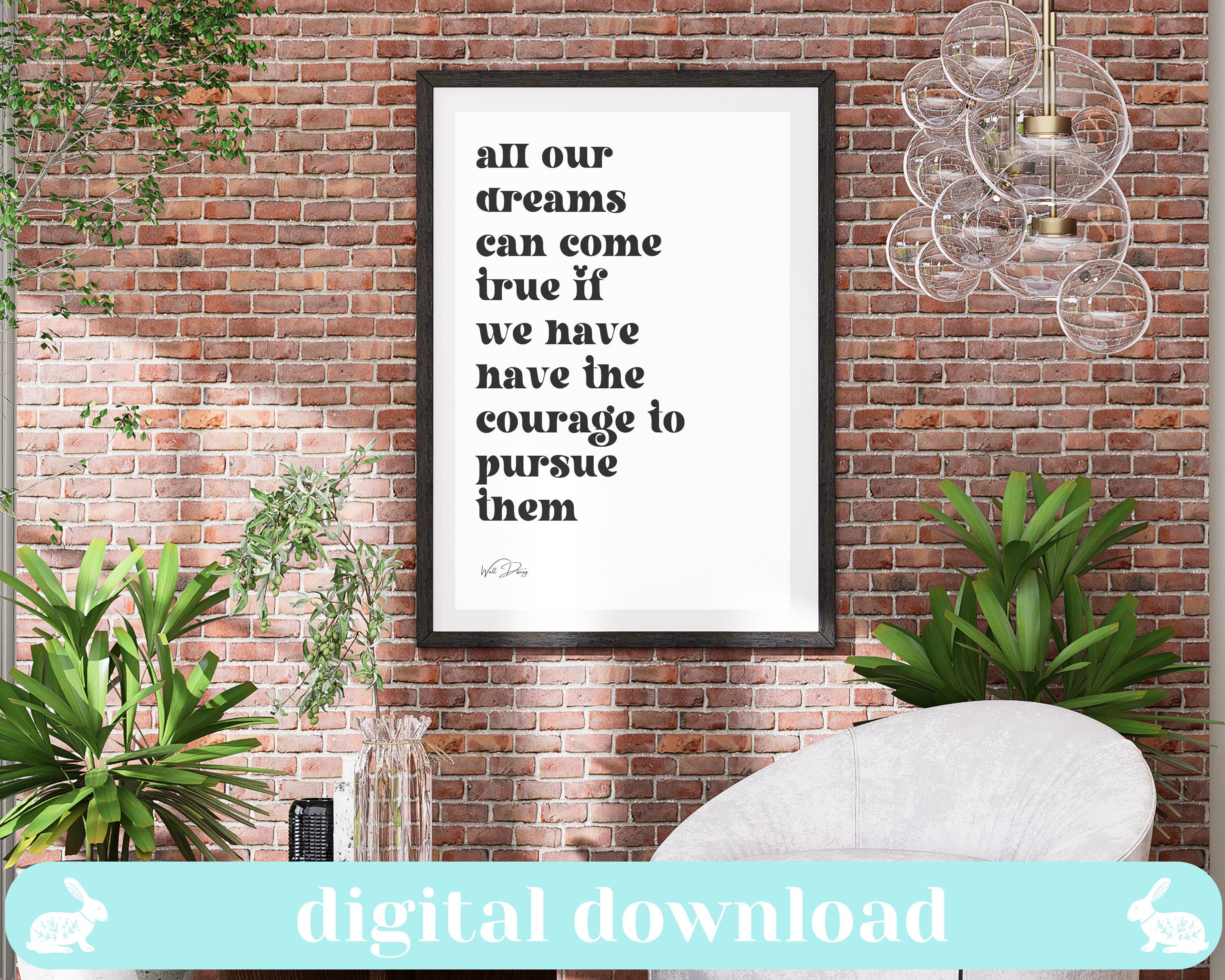Hidden Mickey Printable Poster - Dreams Quote - Walt Typography - Black ...