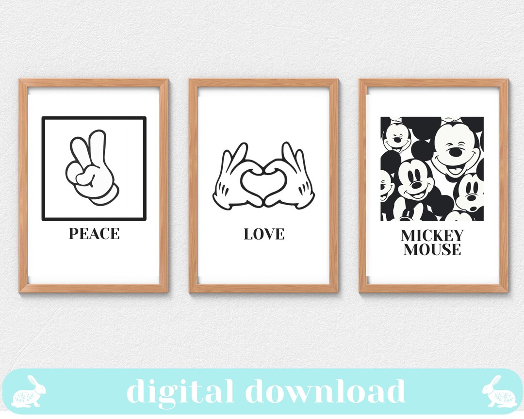 Peace, Love and Mickey Mouse - Set of 3 - Digital Download - Fun ...