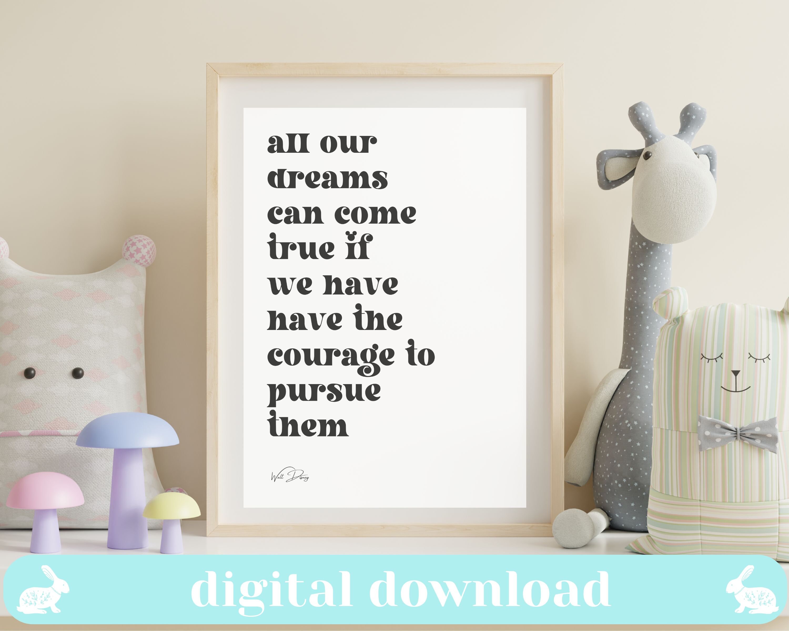 Hidden Mickey Printable Poster - Dreams Quote - Walt Typography - Black ...