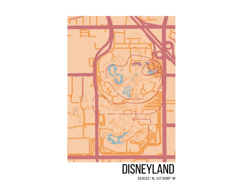 Disneyland California Map, Printable Wall Art, Digital Download ...