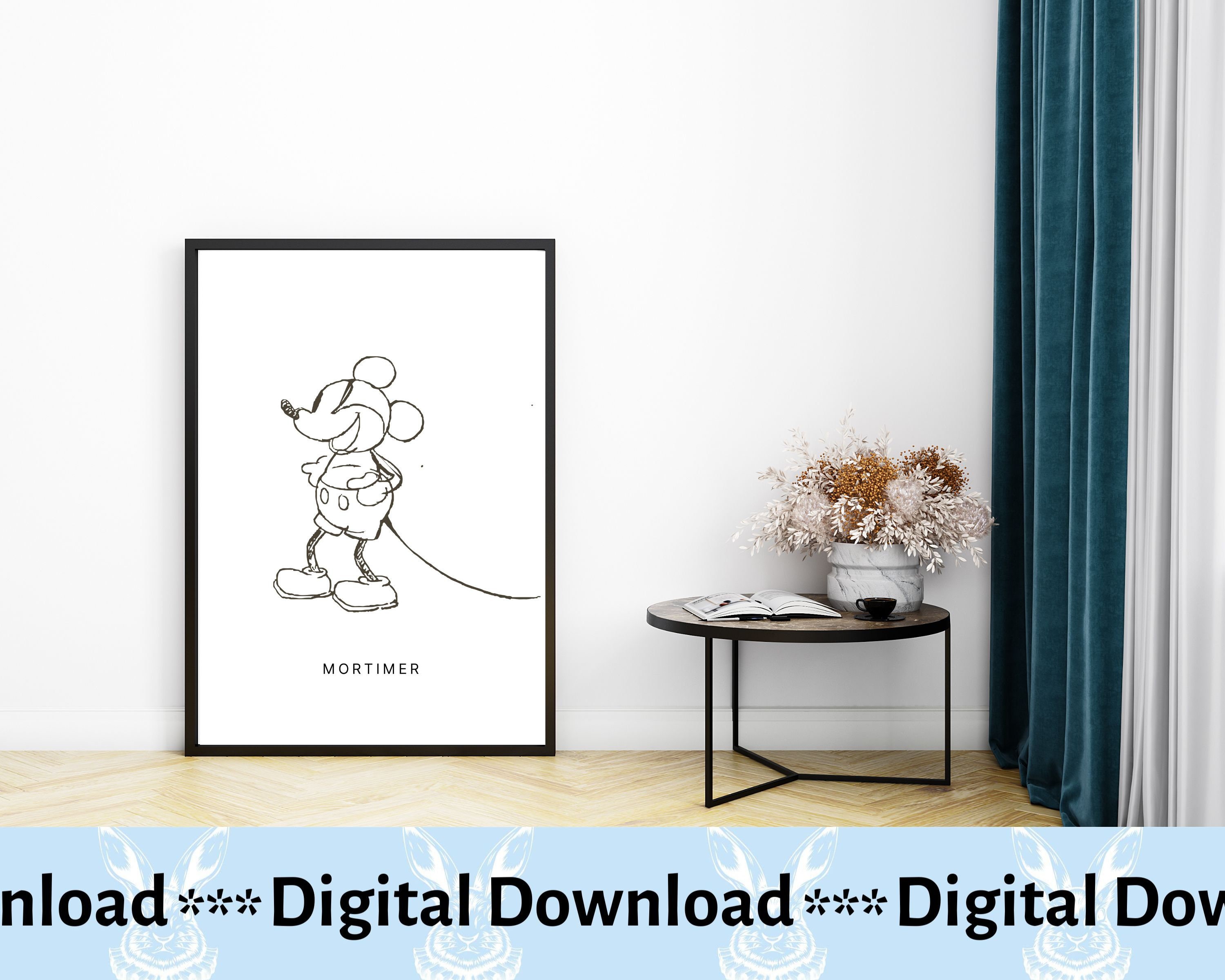 Arte de pared imprimible de Mickey Mouse esbozado Conjunto de 3 Cita ...