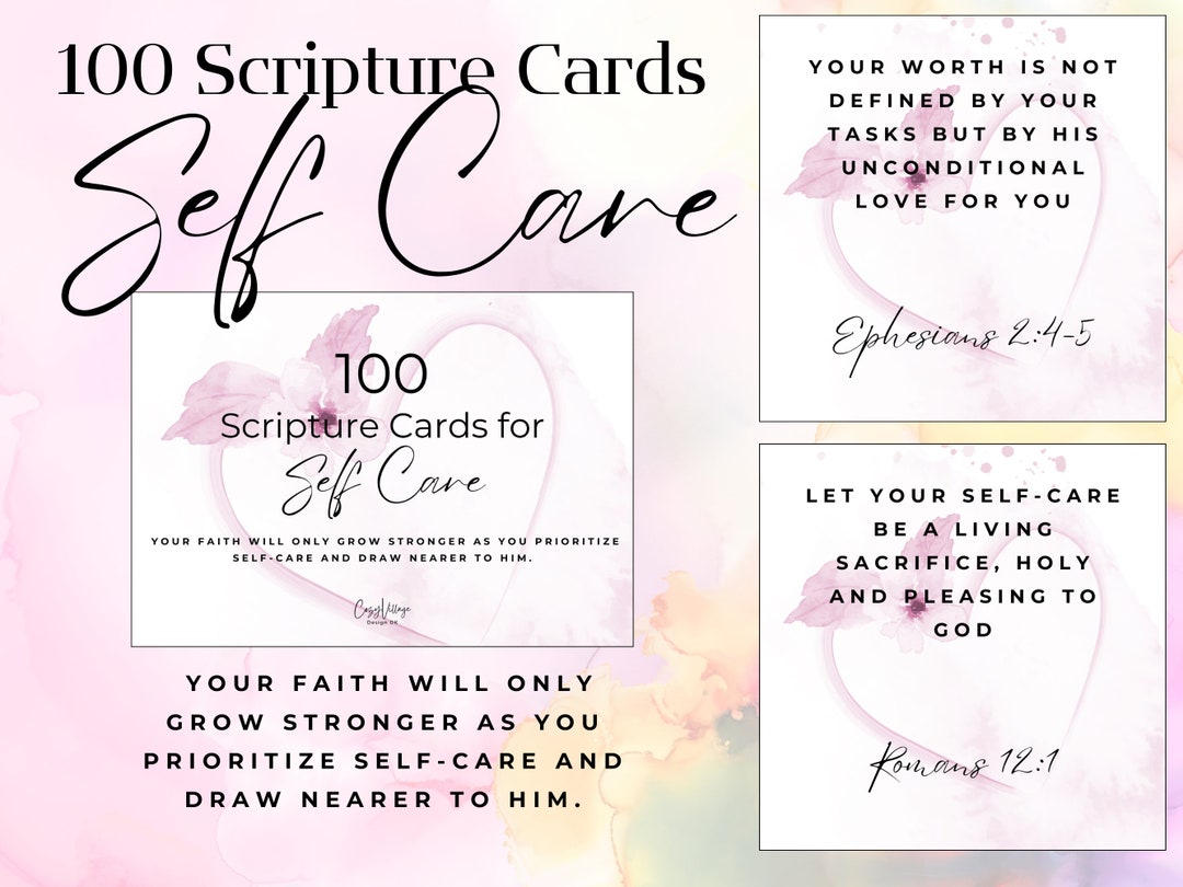 Pink Self Care Scripture Cards 100 Inspirational Affirmation - Etsy