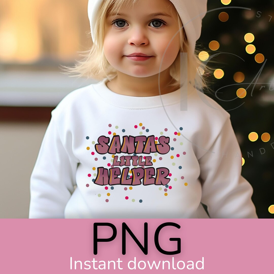 Santas Little Helper PNG for Girls, Girls Santa Design, Christmas PNG ...