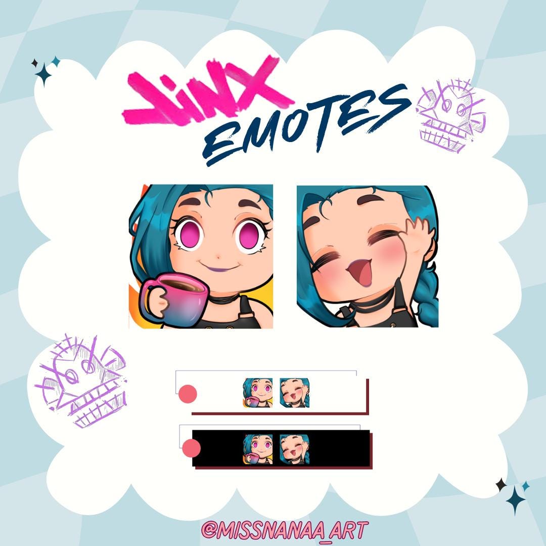 Jinx Emotes for Twitch | Arcane | Resized - Etsy