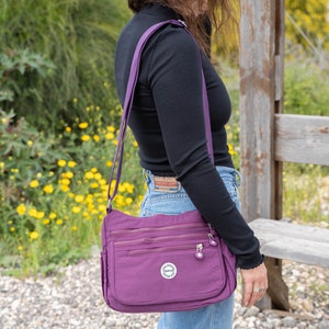 Purple Messenger Bag, Water Residence Bag, Crossbody Bag, Purse, Women ...