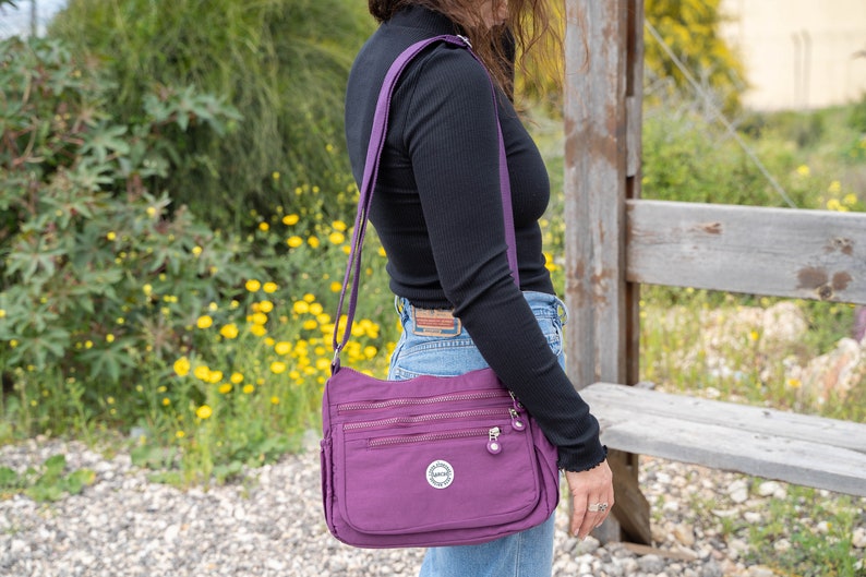 Purple Messenger Bag, Water Residence Bag, Crossbody Bag, Purse, Women ...