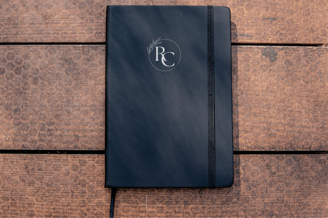 Black Notebook, Monogrammed Notebook, Vegan Leather Notebook With ...