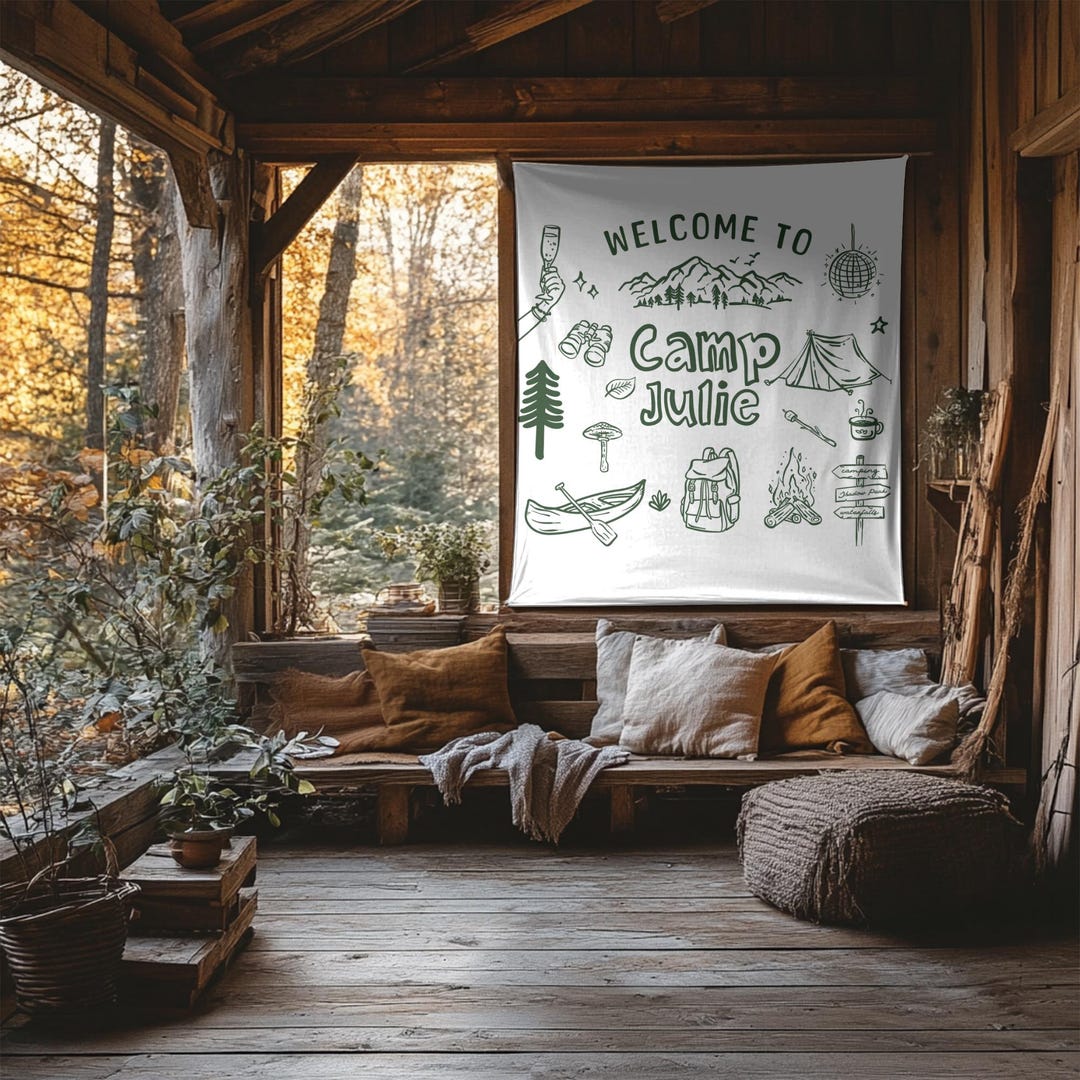 Custom Camp Birthday Banner Camping Party Decor Camp Welcome Sign ...