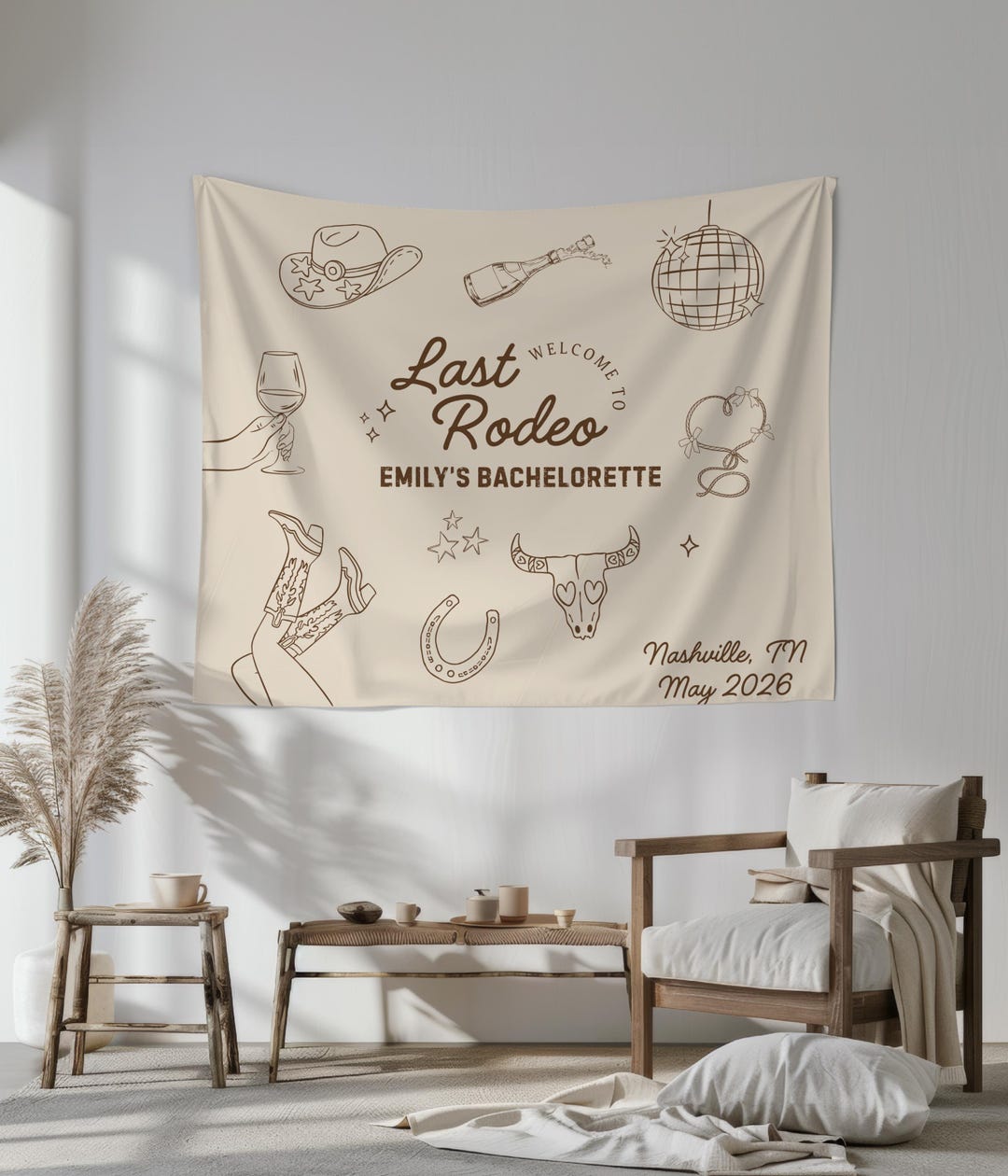Custom Disco Cowgirl Bachelorette Decor Last Rodeo Bachelorette Party ...