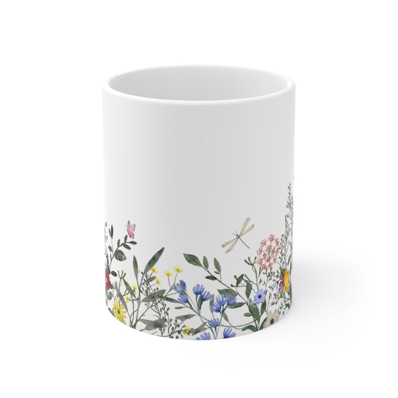 Pressed Flowers Mug, Boho Wildflowers Cottagecore Coffee Mug ...