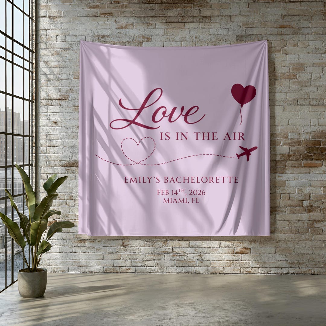 Love is in the Air Bachelorette Banner Custom Travel Theme Bach Party ...