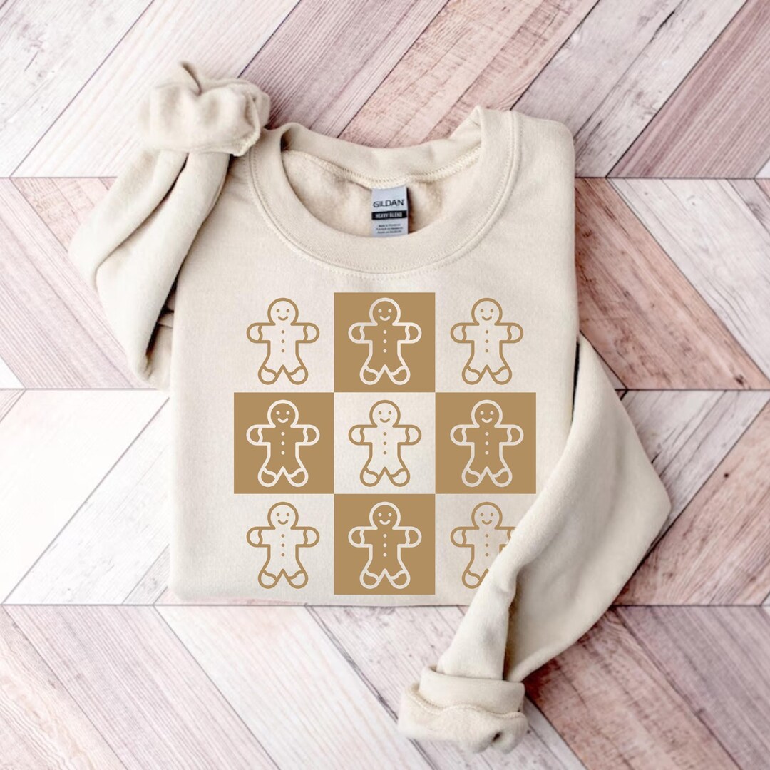 Retro Checkered Gingerbread Man Sweatshirt Cute Christmas Shirt Holiday ...