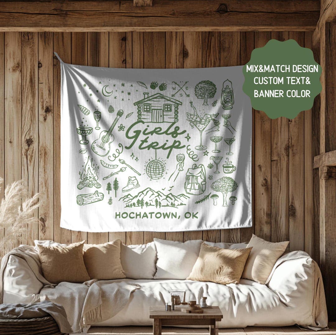 Custom Girls Trip Banner Cabin Bachelorette Party Decor Mountain ...