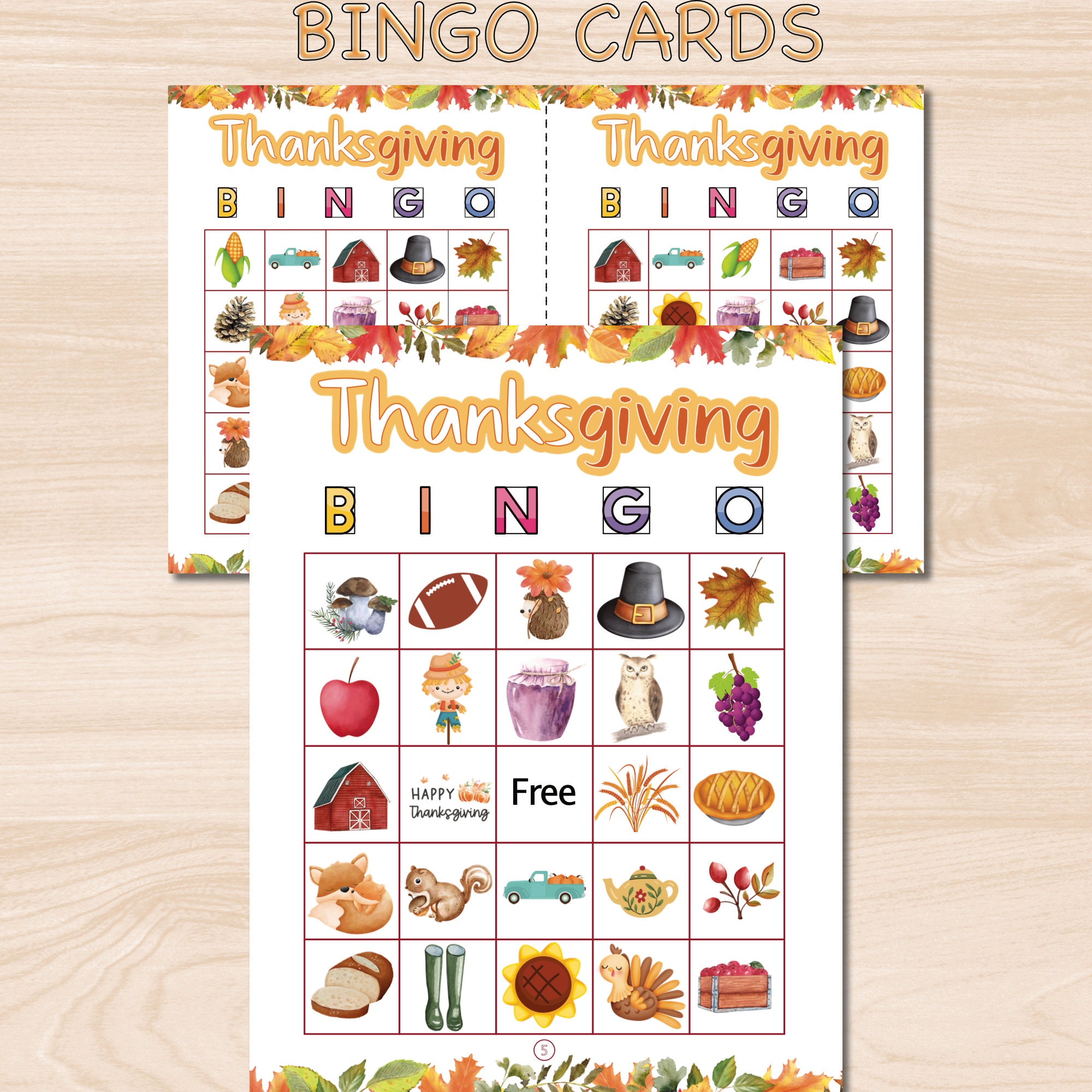 Thanksgiving Bingo 30 Unique Cards 5x5 Grid for Kids and - Etsy