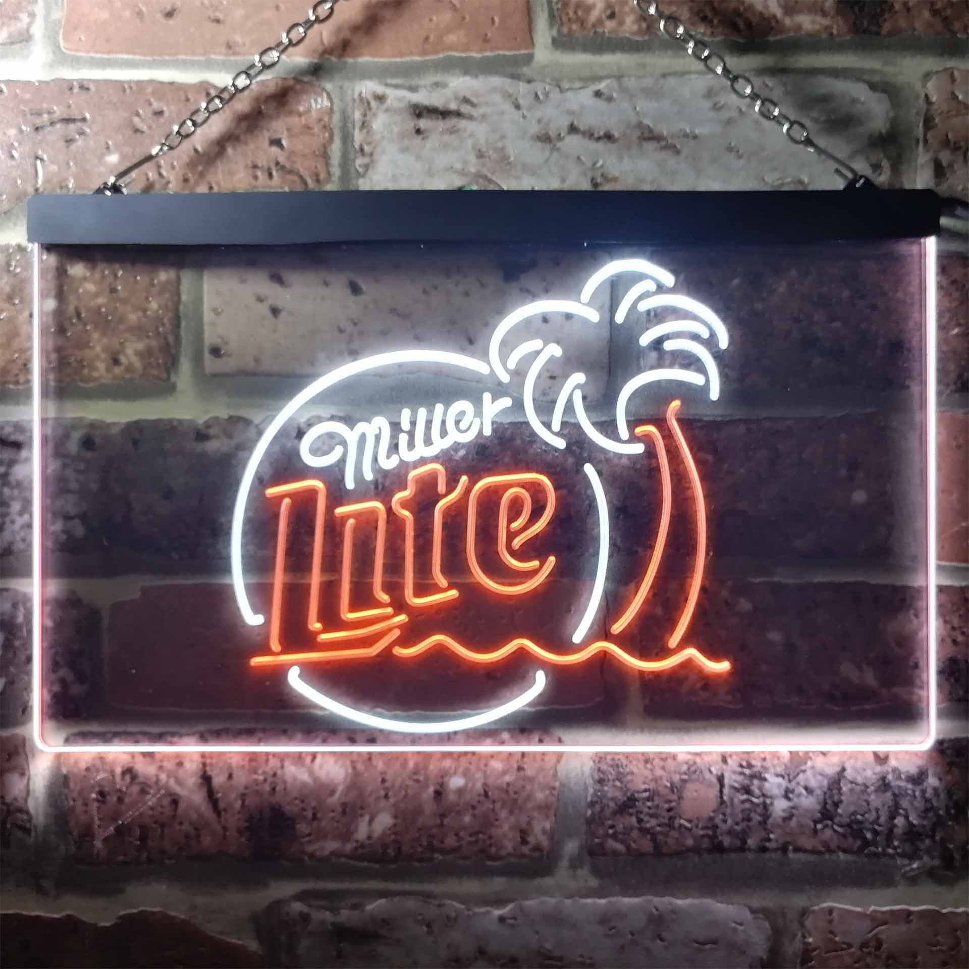Miller Lite Palm Tree Bar LED Neon Sign Light Bar Wall Sign - Etsy