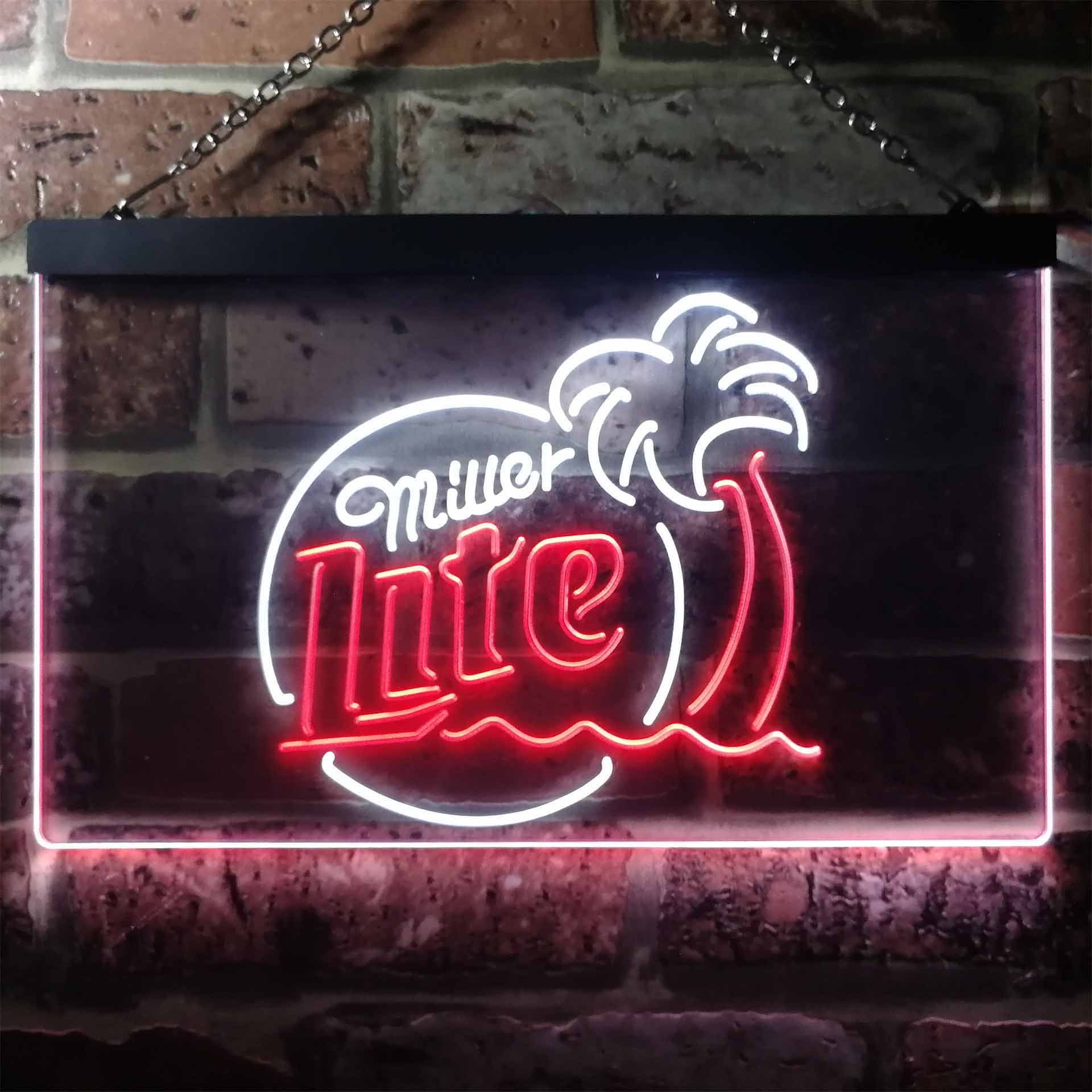Miller Lite Palm Tree Bar LED Neon Sign Light Bar Wall Sign - Etsy