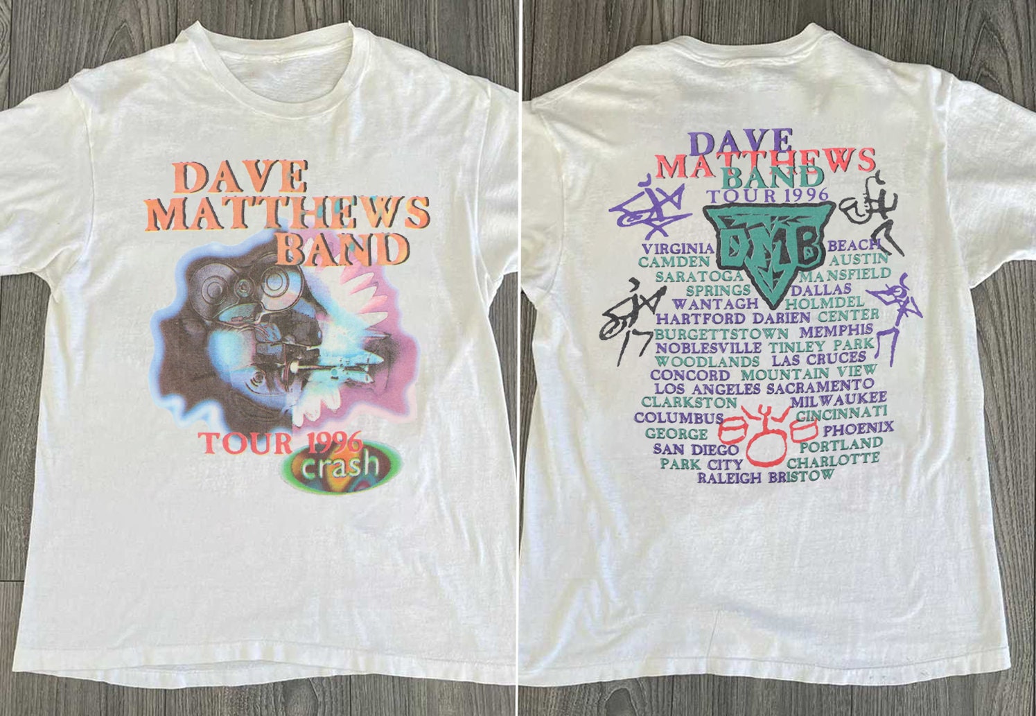 Dave Matthews Band Tour 1996 T Shirt, Dave Matthews Crash Tour Concert ...