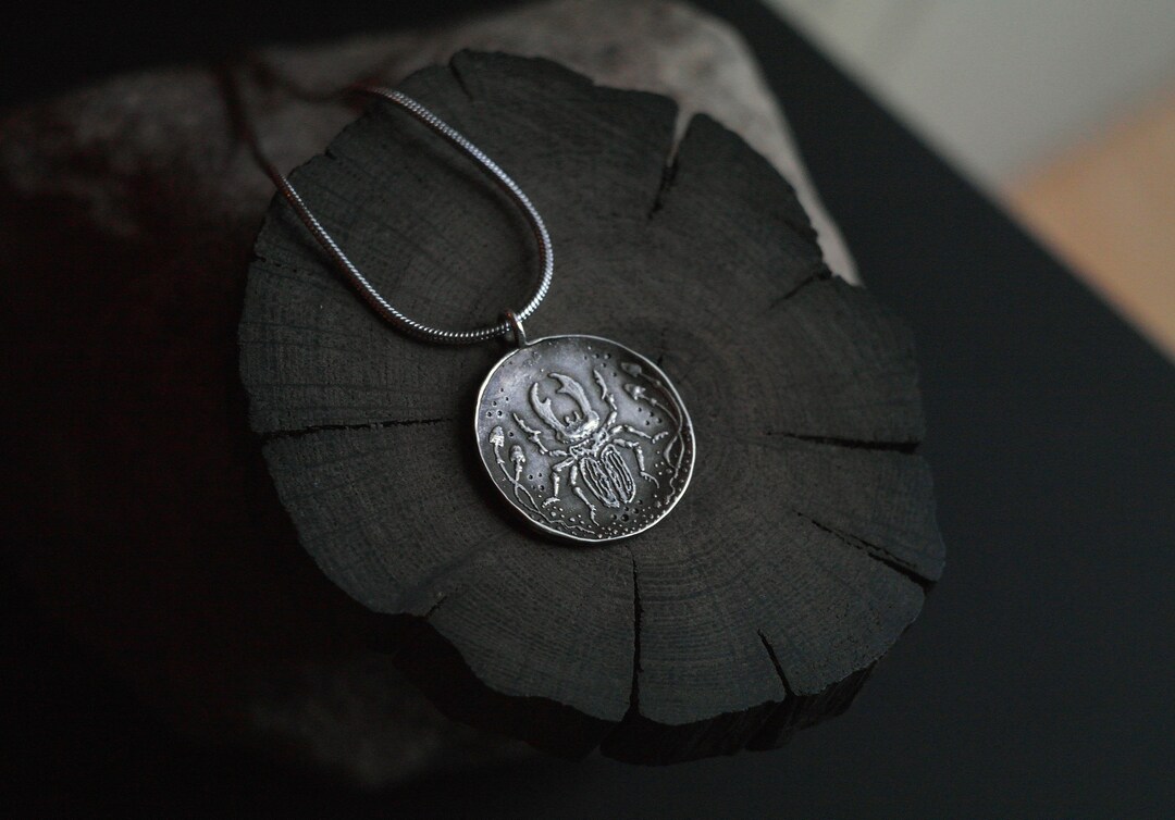 Handmade Silver Stag Beetle Pendant, Silver Beetle Necklace, Bugs Boho ...