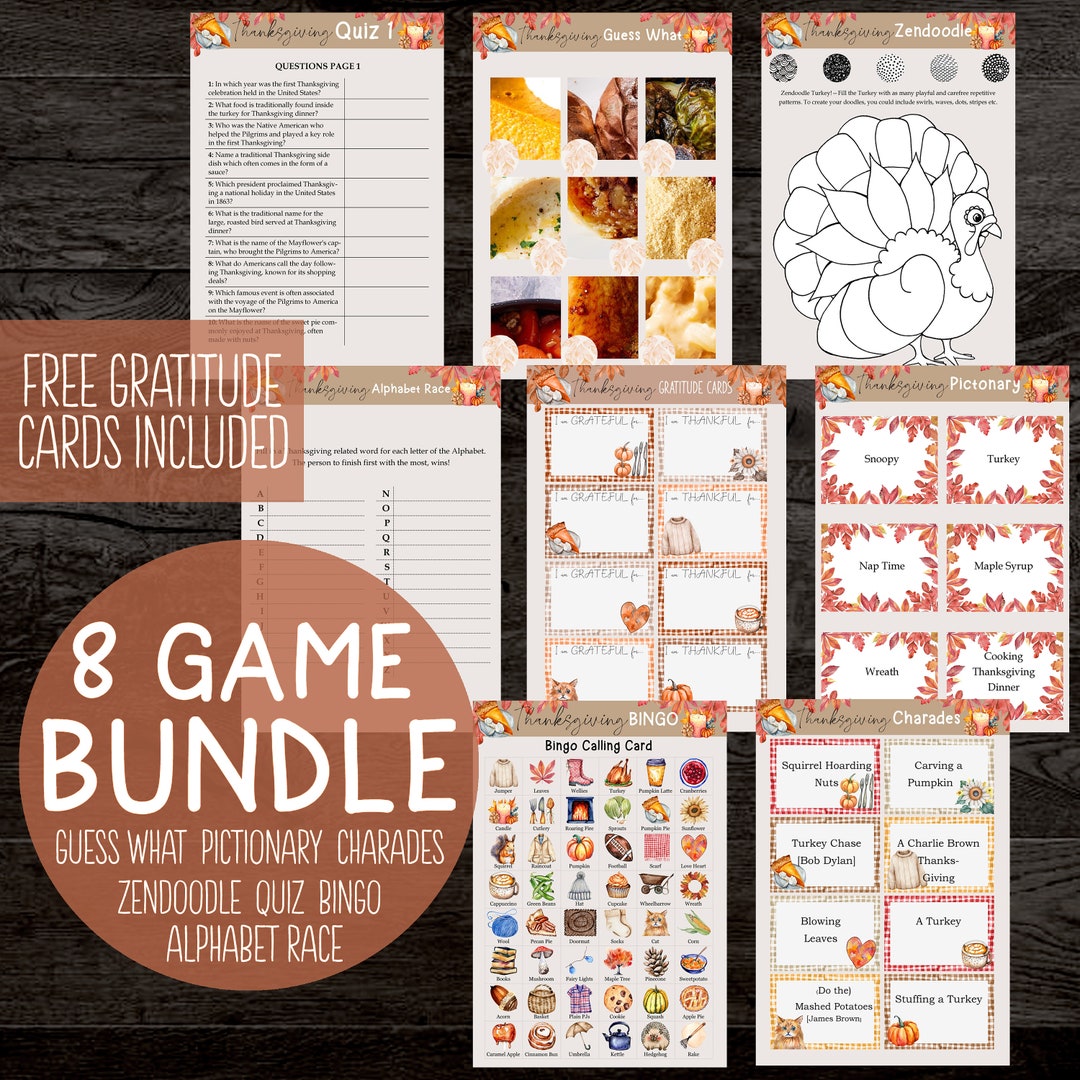 Thanksgiving 8 Games Bundle | Thanksgiving Party Games | Thanksgiving ...