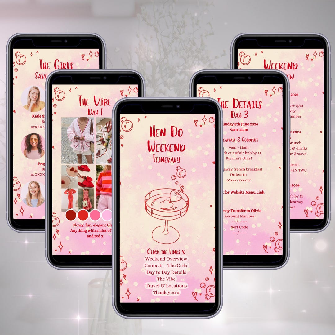 Hen Do Party Pack | Bridal Shower Itinerary List | Hen Do Organiser ...