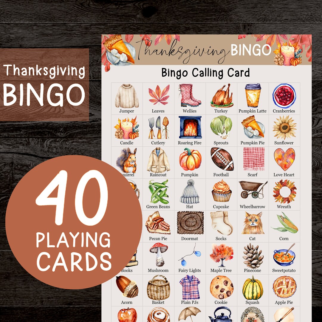 Thanksgiving Bingo | Fall Bingo | Festive Bingo | Family Games | Party ...