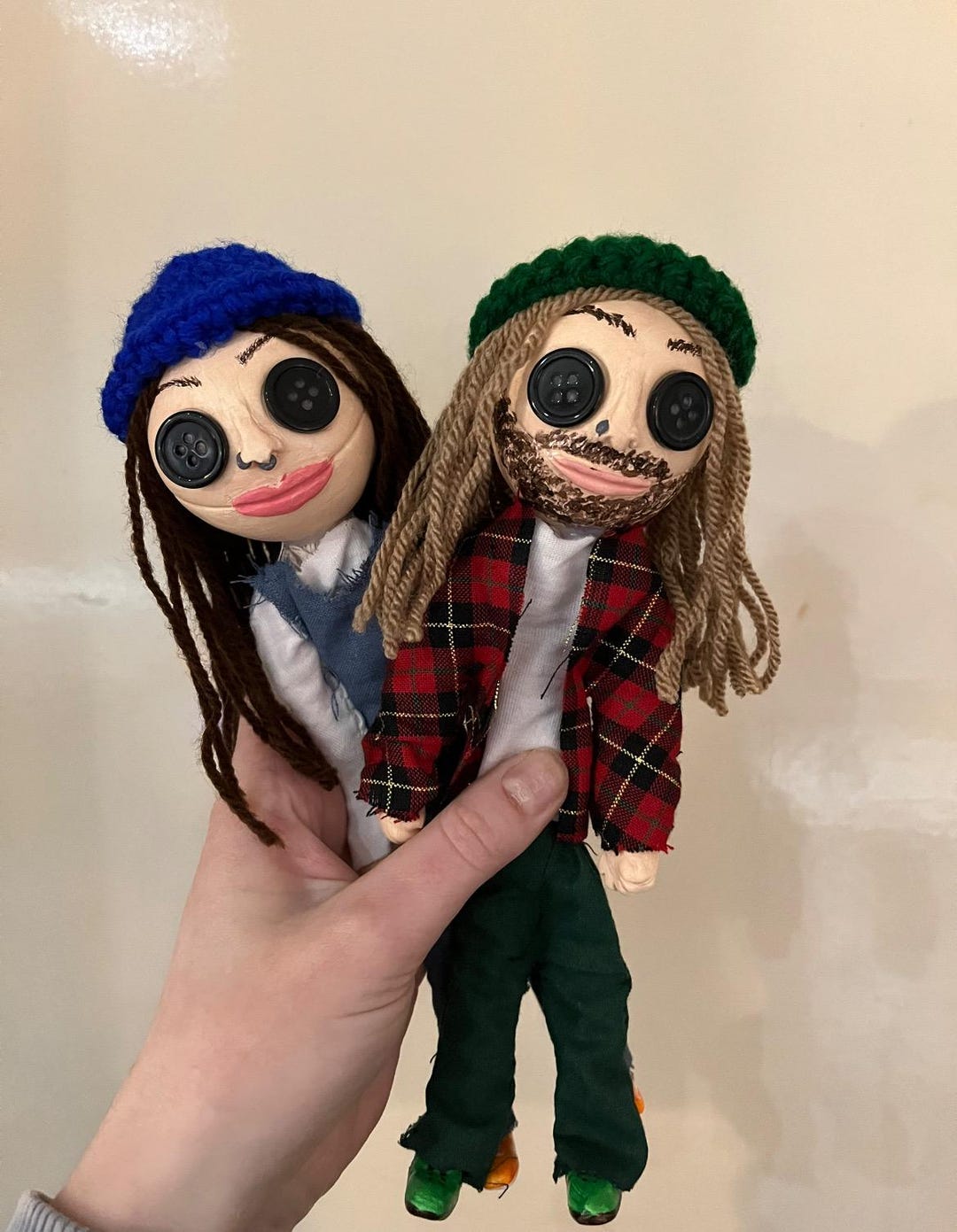 Pair of Custom Button Eye Dolls - Etsy